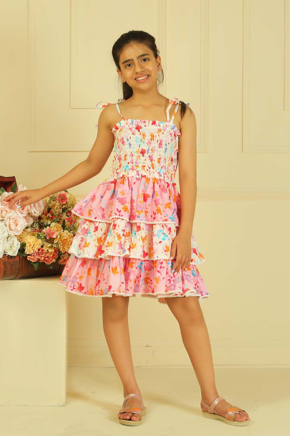 Jolly Print Panel Dress for Girls | Unique Midi Dress | LH Fashion